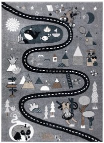 Hans Home | Dětský kusový koberec Fun Route Street animals grey - 120x170