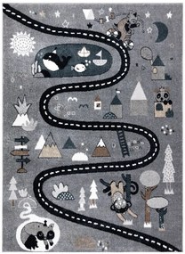 Hans Home | Dětský kusový koberec Fun Route Street animals grey - 180x270