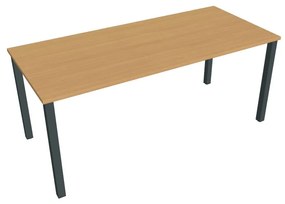Stůl jednací rovný 180 cm - Hobis Uni UJ 1800 Dekor stolové desky: buk, Barva nohou: černá