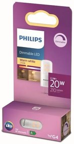 Philips 8718699767518 led žárovka kapsle 1x2,1w | g4 | 210lm | 2700k - teplá bílá, stmívatelná