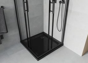Mexen Rio obdélníkový sprchový kout 90 x 90 cm, transparentní, černý + plochá vanička, černá