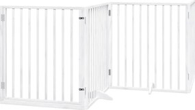 Zábrana pro psy s dvířky skládací 12 panelů bílá 960 cm topol 3155568