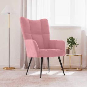 Relaxační křeslo růžové samet 328077