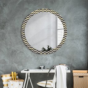 Kulaté zrcadlo tištěný rám Zigzag vzor fi 90 cm