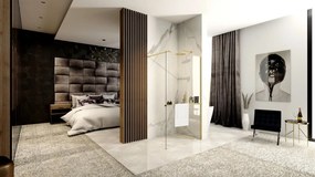 Rea Evo, závěsná police pro sprchové zástěny typu Walk-in Max. šířka 120 cm, zlatá matná, REA-46000
