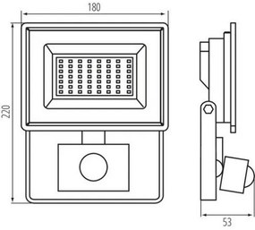 LED reflektor s čidlem Kanlux Miledo GRUN NV LED-50-B-SE 50W neutrální bílá 31400