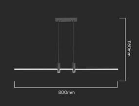 LED Solution Černé závěsné LED svítidlo designové 80cm 19W 10060