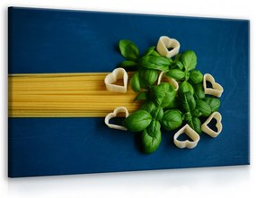 Malvis ® Obraz těstoviny s bazalkou - ITÁLIE Velikost (šířka x výška): 60x40 cm