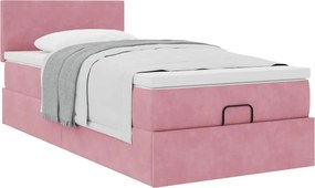 Osmanský rám postele s matrací růžová 80x200cm samet 3311668
