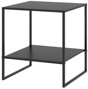 HOMCOM Odkládací stolek s policí 40x40x45 cm, konferenční stolek s ocelovým rámem, noční stolek do obývacího pokoje a ložnice v černé barvě | Aosom.de