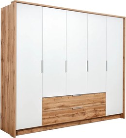 STO Šatní skříň VIENNA, 255 cm Dub Votan/Bílá