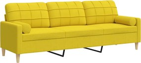 3místná pohovka s polštáři světle žlutá 210 cm textil 3278206