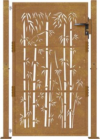 Zahradní branka 100 x 125 cm corten ocel bambusový design 153186