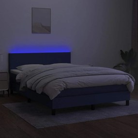 Box spring postel s matrací a LED modrá 140x200 cm textil 3133003