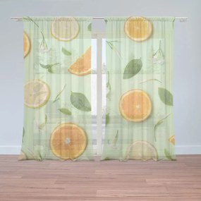 Sablio Záclony Citrus a květ: 2ks 150x250cm