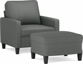 Křeslo s podnožkou tmavě šedé 60 cm textil 3201030