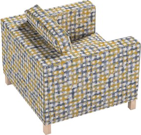 Potah na křesko IKEA Karlanda, krátký barva modrá látka pletený vzor, vzorované