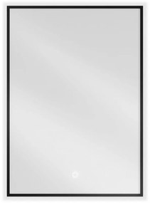 Mexen Erma, LED koupelnové zrcadlo s podsvícením a černým rámem 50x70 cm, 6000K, ochrana proti zamlžování, 9814-050-070-611-70
