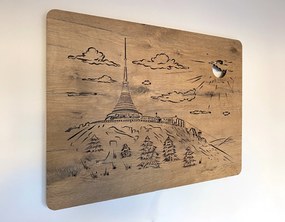 Li-Go "Ještěd" světelný obraz 230V 90x62cm provedení povrchu: dub světlý