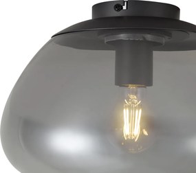 Designové stropní svítidlo kovově šedé s kouřovým sklem - Giselle