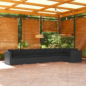 vidaXL 6dílná zahradní sedací souprava s poduškami polyratan [3101703] Barva: Černá