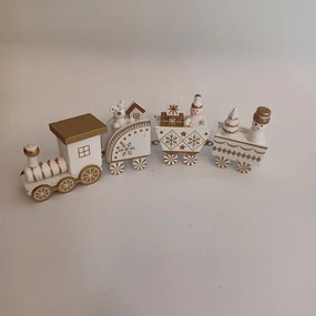 Dřevěná dekorace vláček se třemi vagony, 22,3 × 7,2 × 2,8 cm, bílá