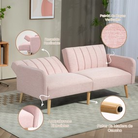 HOMCOM Moderní Rozkládací Dvousedací Pohovka 173x75x73 cm - Čalouněná v Syntetické Lněné Tkanině s Nastavitelným 3Úrovňovým Opěradlem a Odnímatelnými…