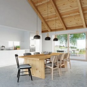 Lustr SOLLUX Casco E27 1x60W bez zdroje SL.0390 přírodní dřevo a ocel černá