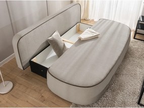 Hnědá/taupe sametová rozkládací/s úložným prostorem pohovka 210 cm Saga – Ropez
