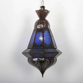 Marocká závěsná lampa Houta modrá