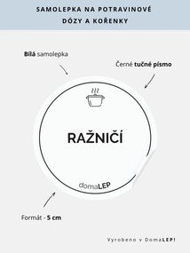 Samolepka na kořenky RAŽNIČÍ bílá 5 cm tučné písmo