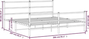 vidaXL Kovový rám postele s hlavovým a nožním čelem 200 x 200 cm [355439] Barva: Černá