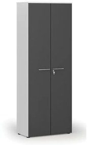 Kancelářská skříň s dveřmi PRIMO WHITE, 2128 x 800 x 420 mm, bílá/grafit