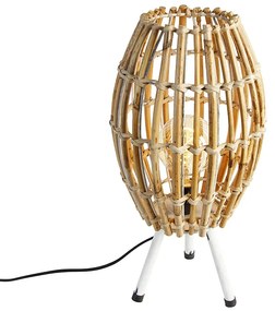 Venkovská stolní lampa stativ bambus s bílou - Canna Capsule