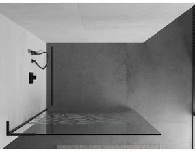 Mexen Kioto L, sprchová zástěna Walk-In 100 x 200 cm, 8mm čiré sklo bílý vzor, ​​černý profil, 800-100-103-70-85