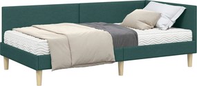 Rohový rám postele s matrací Jiný s čelo 2 ks Zelená textil 3393753