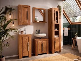 furniture-nabytek.cz - Koupelnová sada Osvaro akácie - Stříbrné kovové úchytky