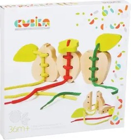 CUBIKA 14811 Provlékačka ovoce - sada 3 dřevěných šněrovacích hraček -