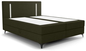 Jednolůžková postel 120 cm Ortega Comfort (olivová zelená) (s roštem a matrací, s úl. prostorem) (s LED osvětlením). 1082704