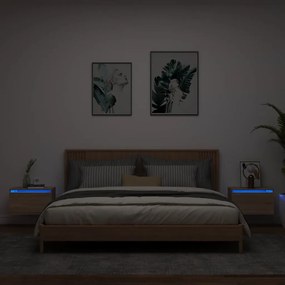 Nástěnné noční stolky s LED osvětlením 2 ks dub sonoma