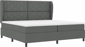 Postel s boxspringem s čelo Tmavě šedá 200 x 200 cm textil 3340649