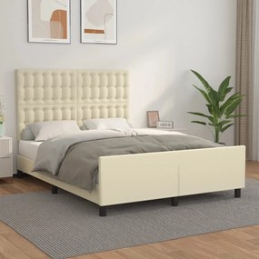 Rám postele s čelem krémový 140x190 cm umělá kůže 3125569