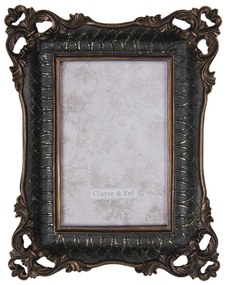 Černý fotorámeček s bronzovými ornamenty - 18*3*23 cm / 10*15 cm