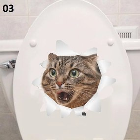 3D samolepky na toaletu - kočka vylézá z díry Motiv: 03