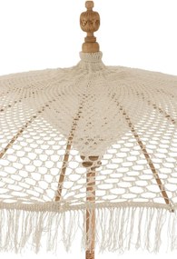 Přírodní drhaný slunečník s dřevěnou tyčí Macrame - ∅200*250 cm