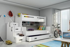 BMS Group Dětská multifunkční postel se schůdky s úložným prostorem MAX 3 200x120 bílá Bílá