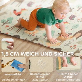 AIYAPLAY Hrací podložka baby 196 x 176 x 1,5 cm skládací oboustranná podložka na plazení Vícebarevná 431-081V03MX