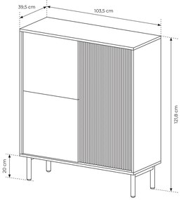 TAVO d | vysoká komoda 3D | 103,5 cm | dub cremona