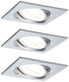Paulmann 93492 LED Coin Nova rectangular, set hranatých bodovek z kartáčovaného hliníku, 3x6,5W LED 2700K tříkrokové stmívání, 8,4x8,4cm