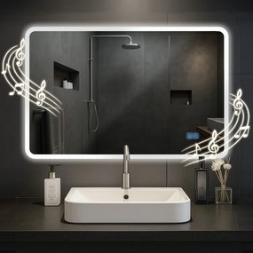Koupelnové zrcadlo Jericho 70x100 s Bluetooth – čiré sklo